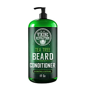 Viking Revolution Tea Tree Oil Beard Wash and Beard Conditioner For Men - Natural Beard Softener Set with Argan Oil, Vitamin E and Ginseng - Beard Shampoo and Conditioner Set (17 Oz)