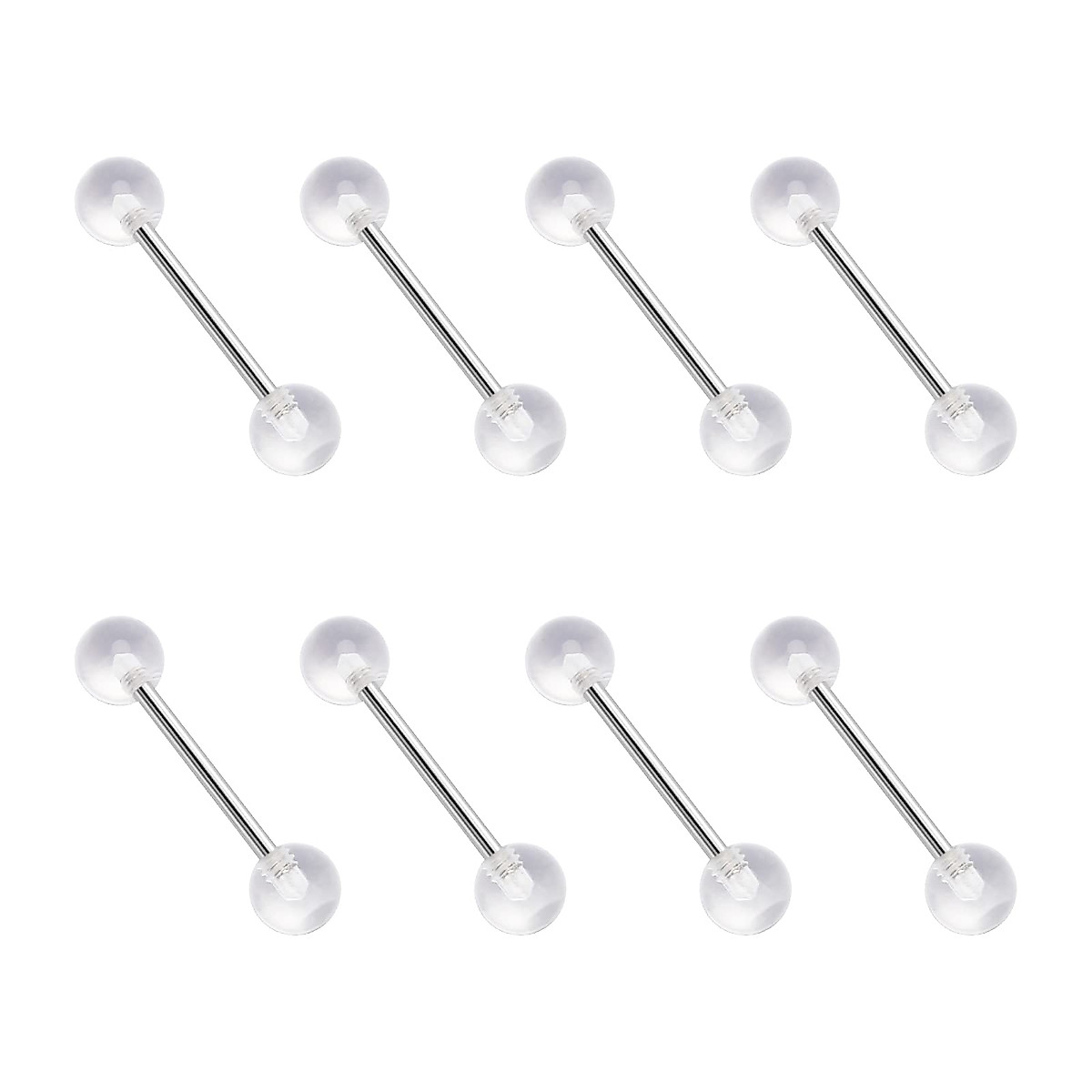 CrazyPiercing Transparent Acrylic Ball and Stainless Steel Bar Tongue ring 14G or Nipple Ring