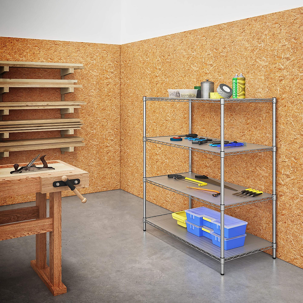 Thirteen Chefs Industrial Shelf Liners 48 x 24 Inch, 5 Pack Set for Wired Shelving Racks, Clear Polypropylene