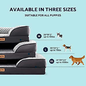 Soft Supportive Certipur-Us Certified Egg Crate Foam Dog Bed for Large Dogs, Waterproof Inner Lining, Chew Proof Oxford Bottom (35" x 25" x 7", Up to 75LBs)