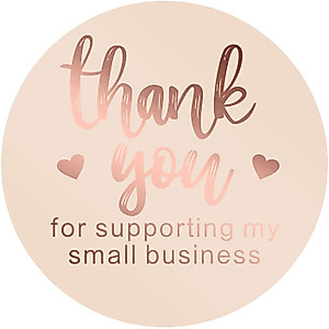 AIEX 1.5 Inch Thank You Sticker Foil Thank You for Supporting My Small Business Labels for Sealing, Decoration(1 Roll, 500 Stickers)