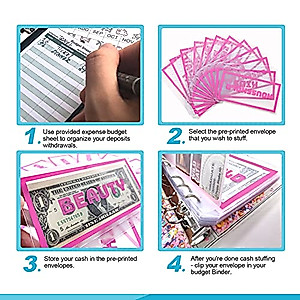 A6 Glitter Budget Binder with 12 Printed Budget Envelopes & Expense Budget Sheets Calendar, Pocket Budget Planner Organizer, Money Organizer for Cash, Cash Envelopes for Budgeting and Saving Money