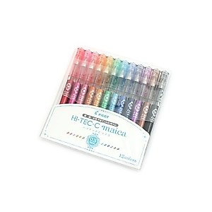 PILOT Hi-Tec-C Maica 0.3mm Extra Fine Point Ballpoint Pen, 12-Color Set (LHM180C3-12C)