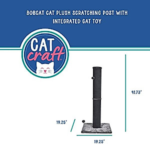 Cat Craft Bobcat Cat Plush Scratching Post with Integrated Cat Toy, Gray, Large (42")
