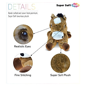 DolliBu Lying Brown Horse Stuffed Animal - Super Soft Plush Horse, Floppy Farm Stuffed Animal, Cute Stuffed Horse Gifts for Girls, Boys, Realistic Horse for Toddler, Kids, and Adults - 10.5 Inches