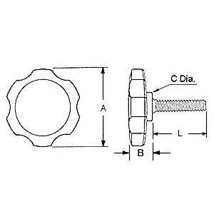 1/4"-20 x 3/4" Thumb Screw Stainless Steel Standard/Coarse Threads Clamping Rosette Knobs Black - Made in The USA (2)