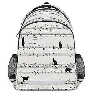 YoCosy Cute Black Cat Animal Music Note Backpack School Bookbag Laptop Purse Casual Daypack for Teen Girls Women Boys Men College Travel