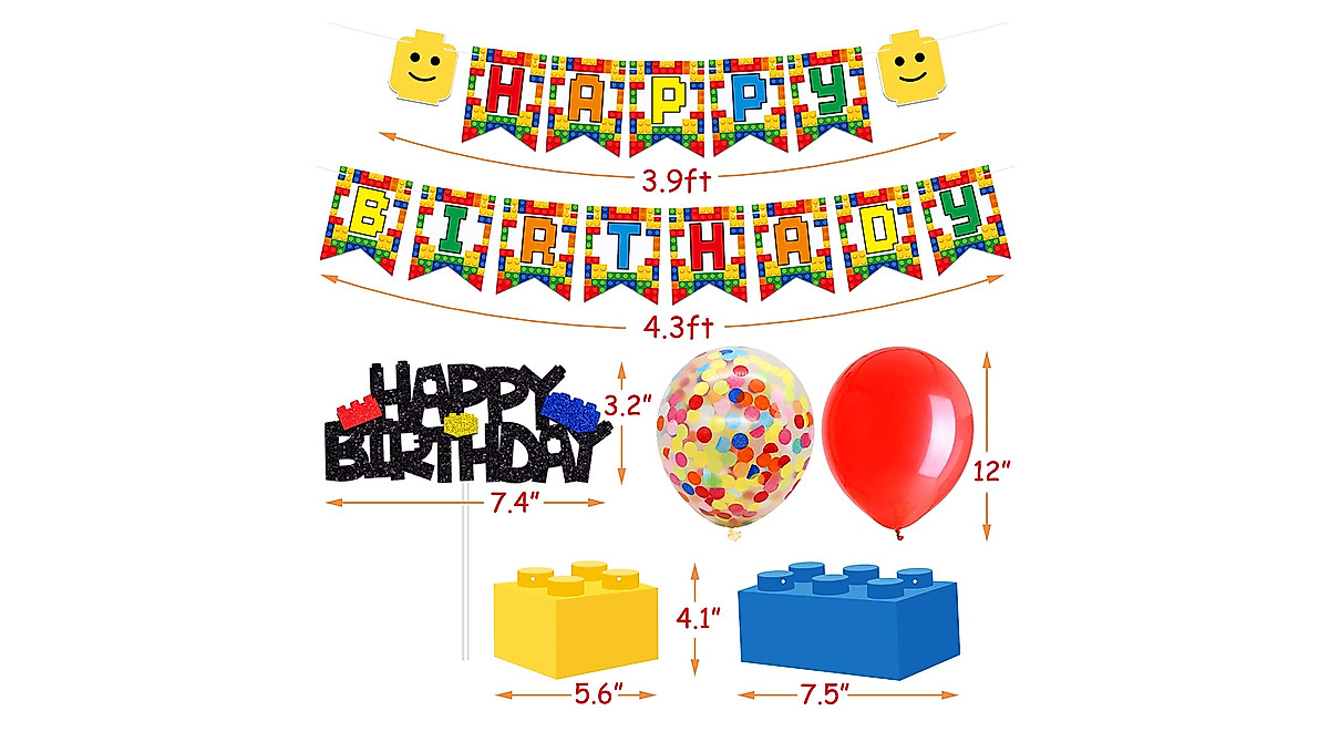 Build Fun with Colorful Building Blocks Birthday Decorations Pack