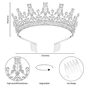 Makone Silver Crystal Tiaras Crowns for Women, Headband Queen Crown with Comb for Girls Bridal Wedding Birthday Prom Christmas Halloween Party