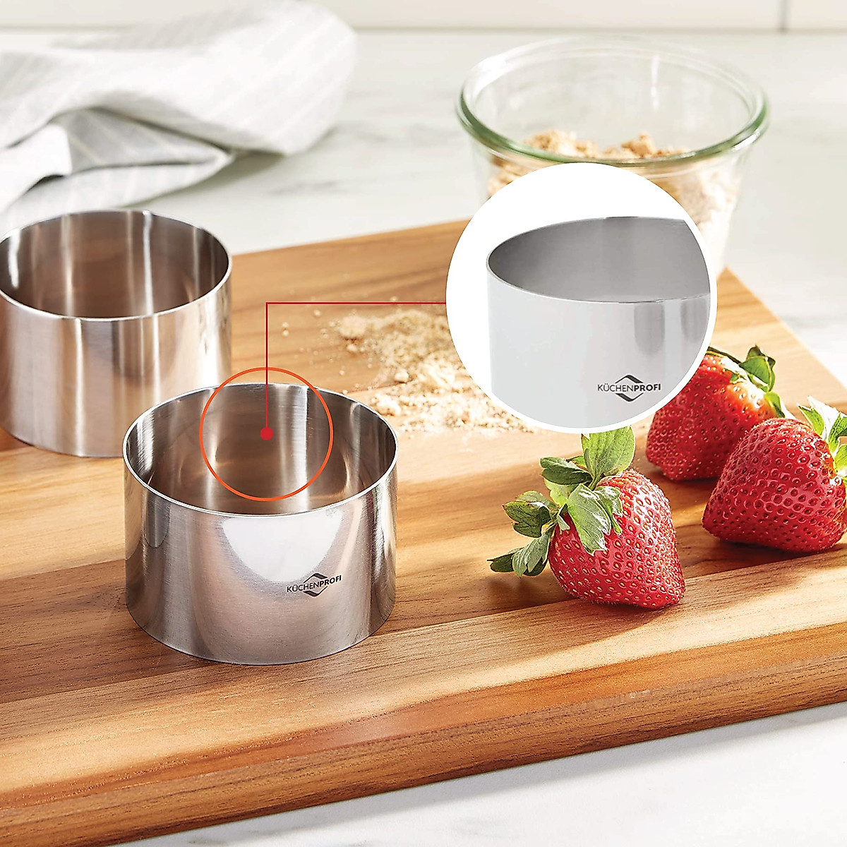 Küchenprofi Stainless Steel Cooking Rings, Set of 4 Forming Ring Molds, 2.5 Inches and 3 Inches