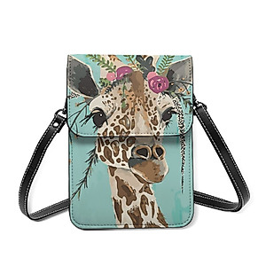 Wild Animal Giraffe Crossbody Cell Phone Bag cute Purse Bags with Shoulder Strap Holder Wallet For Women Handbag MINI Phone Bag Passport Purse Lightweight