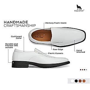 Drake & Wolf Mens Loafers - Classic Microfiber Leather Loafers for Men - Comfortable Slip On Dress Shoes - Formal White