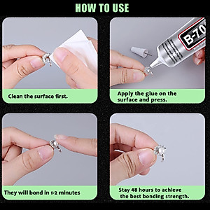 2pcs x 110ML B7000 Rhinestone Glue Clear, Upgrade B7000 Glue Multi-Function Adhesive Jewelry Glue for Jewelry Repair, Metal Stone Crafts, Fabric, Shoes, Wood Glass Bead with Dotting Pens and Tweezers
