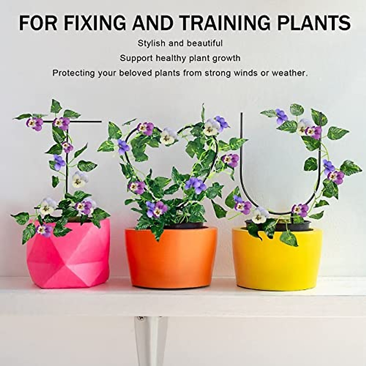 3 Pcs Plants Climbing Holder Rack I Love U Shape Metal Iron Climbing Plant Frame for Vines Ivy Roses