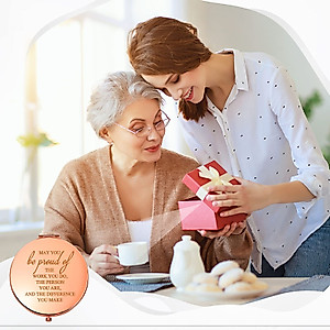 Unittype 10 Pcs Employee Appreciation Gift Inspirational Compact Mirror Thank You Gifts Bulk Travel Pocket Mirror for Women Teacher Nurse Caregiver Medical Assistant Gifts Bulk(Rose Gold)