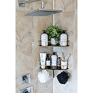 LuxeCaddy Shower Caddy , Corner Shower Caddy ,Shower Organizer, Shower Shelves Inserts for Bathroom Organization, Gold