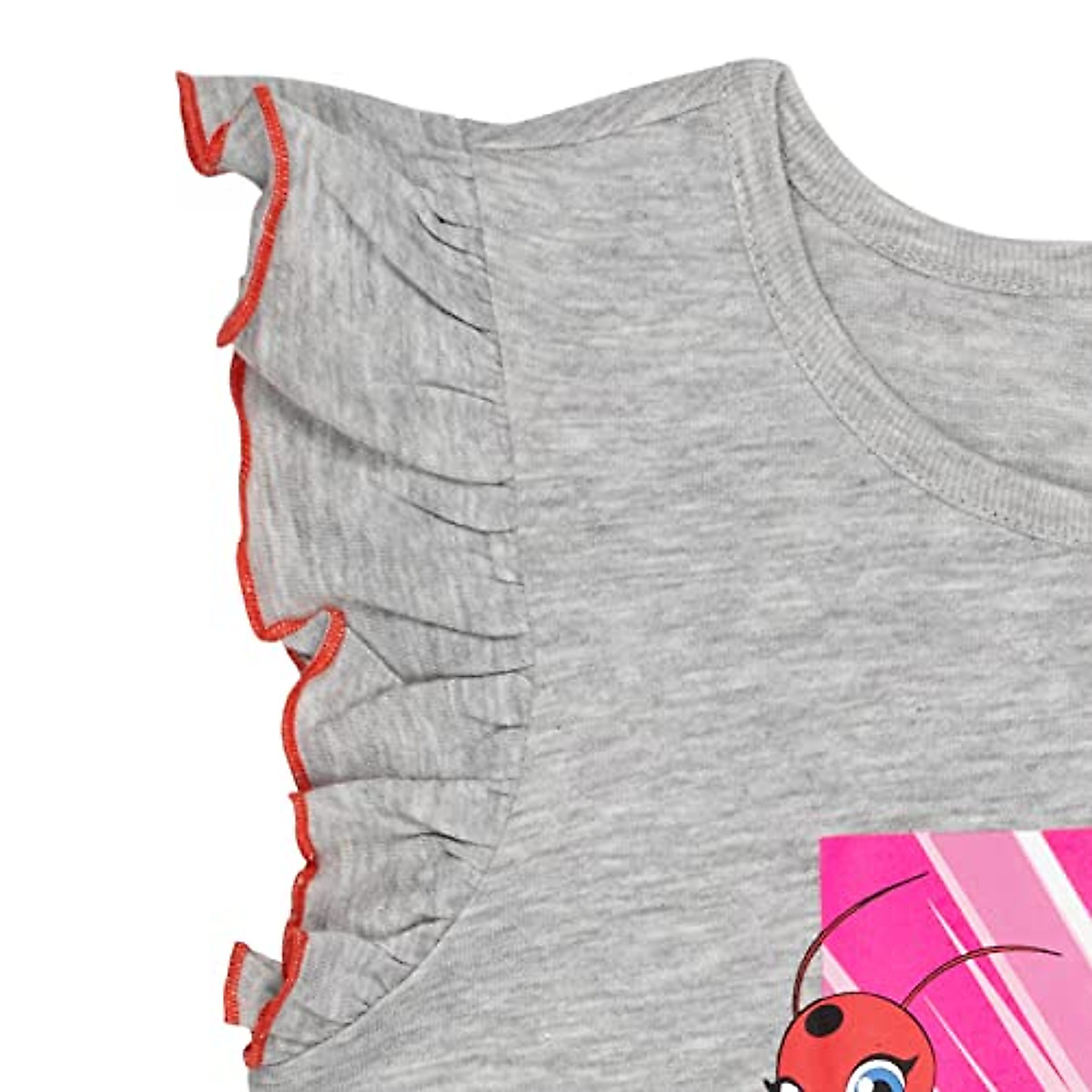 Miraculous Ladybug Cat Noir Rena Rouge Little Girls 2 Pack T-Shirts Gray/Red 4-5