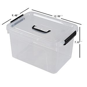 Kiddream 10.5 Quart Clear Storage Boxes, Plastic Bins with Lids and Handles Set of 4