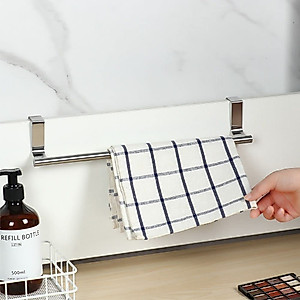 2Pcs Towel Rack Over Door Stainless Steel Towel Bar Hanging Holder Towel Rag Rack Shelf Hanger Bathroom Kitchen Cabinet(9inch,Silver)