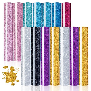 HTVRONT Glitter Heat Transfer Vinyl Bundle - 15 Pack 12" x 10" HTV Sheets Glitter HTV Vinyl for T-shirts, Glitter Iron on Vinyl for Cricut - Easy to Cut & Weed