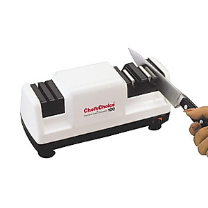 Chef'sChoice Diamond Hone Electric Knife Sharpener for Stainless or Non-Serrated Knives, 3-Stage, White