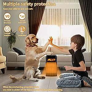 Uthfy Electric Space Heater,1000W/1500W Quiet PTC Ceramic Portable Heater,Fireplace Desk Heater with Thermostat,24H Timer,Oscillation,Overheat Tip-over Protection, Black, 5.9*4.9*10.5 " (HPC-1510YL)