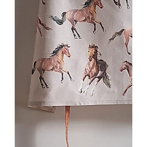 Maison d' Hermine Apron 100% Cotton 27.50"x31.50" 1 Piece Adjustable Neck Strap Cloth Aprons with Center Pocket & Long Ties for Gifts, Chef, Women & Men, Free Horses - Thanksgiving/Christmas