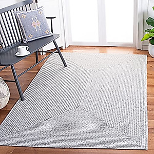 SAFAVIEH Braided Collection 4' x 6' Silver/Grey BRD315F Handmade Country Cottage Reversible Area Rug