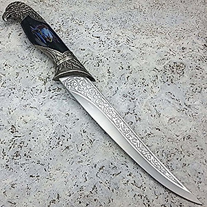 13" EAGLE HEAD DAGGER Collectors Hunting Carbon Steel Sharp Tactical Fixed Blade Knife W/DECORATIVE EAGLE PRINTED SHEATH