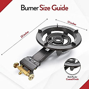 GasOne 2051 Cast Iron Gas Cooker Stove with 0-20PSI Propane Regulator and 4ft Hose for Outdoors, Burner