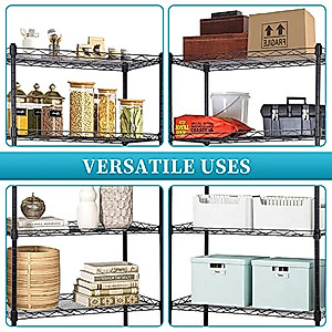 5 Wire Shelving Unit Storage Shelf Adjustable Heavy Duty Shelf with Leveling Feet for Closet Laundry Pantry Kitchen Garage 750 LBS Capacity 21.5" L x 11.6" W x 47.6" H, Black