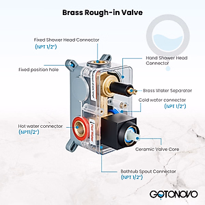 gotonovo Rain Mixer Shower Faucet Set Combo with Waterfall Tub Spout Rain Shower System Ceiling Mount Rainfall Shower Head with Handheld Spray Rough-in Valve and Trim Included Matte Black 12''