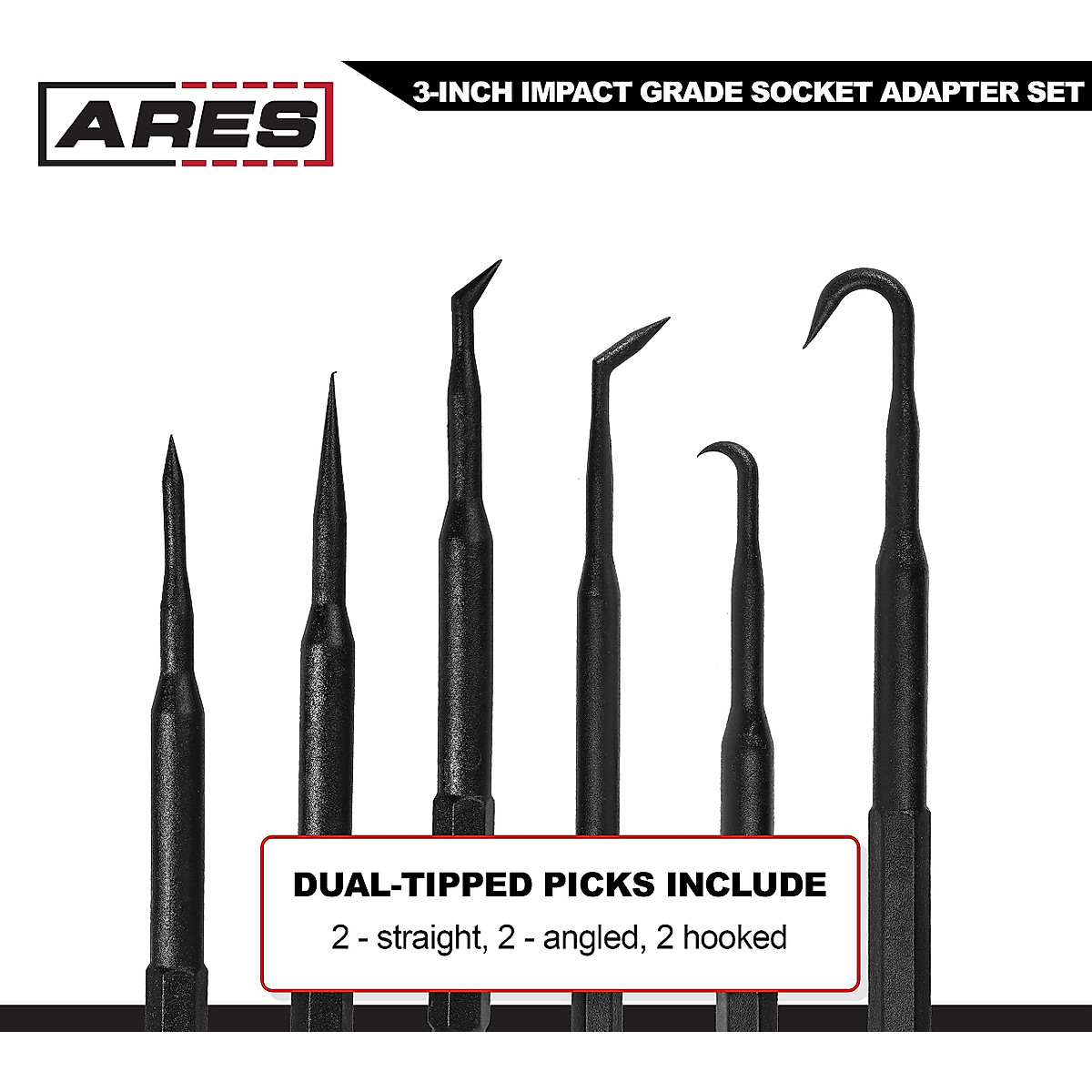 ARES 16003-6-Piece Non-Marring Pick and Prybar Set - Protects Fasteners, O-Rings, Seals, Gaskets, and Trim on Automotive and Electronics Applications During Use