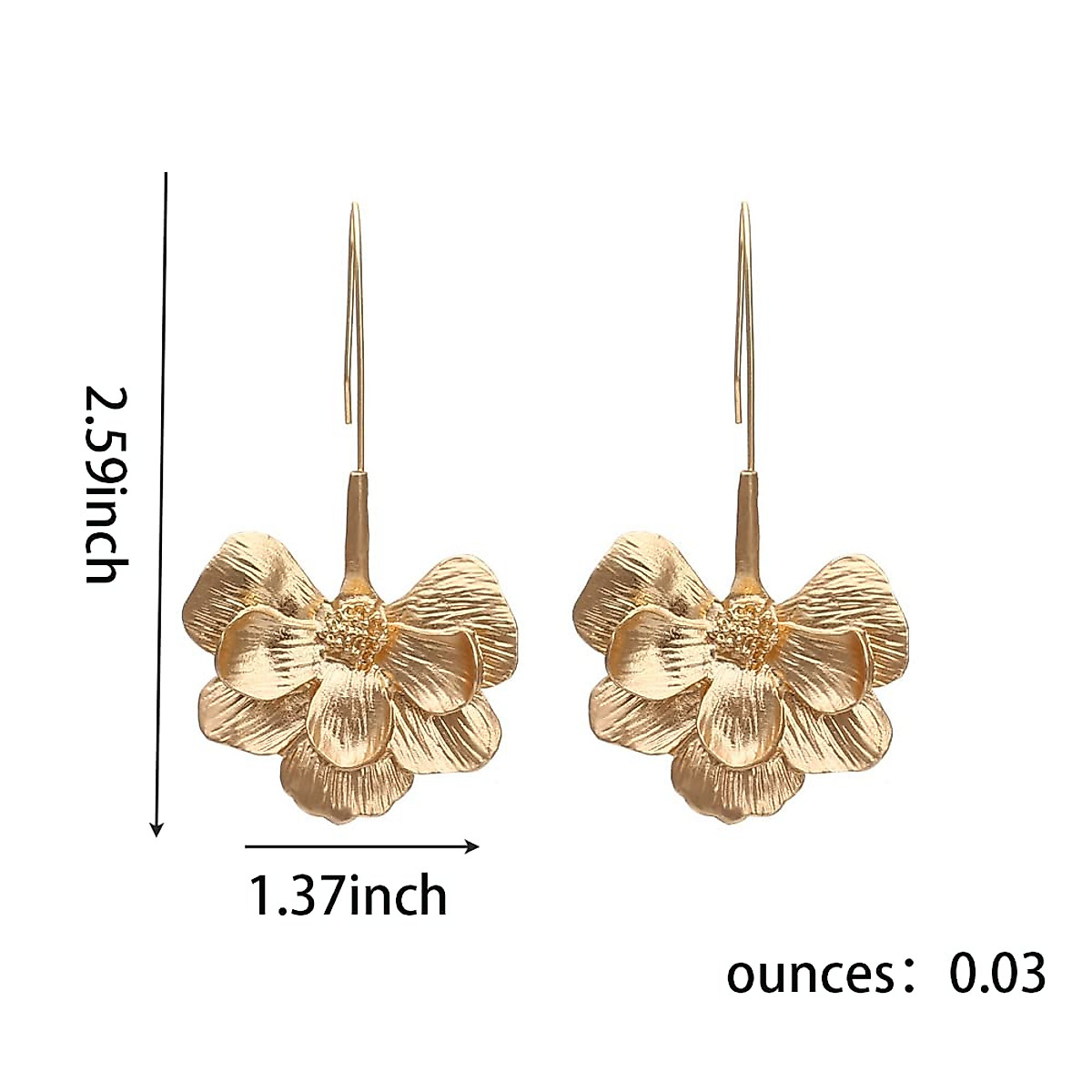 LM.aoruiz Ginkgo Leaf Earrings - 14K Gold Plated Flower Earrings for Women - Vintage Big Earrings Hypoallergenic - Irregular Shape Dangle Earrings Gift - statement Earrings