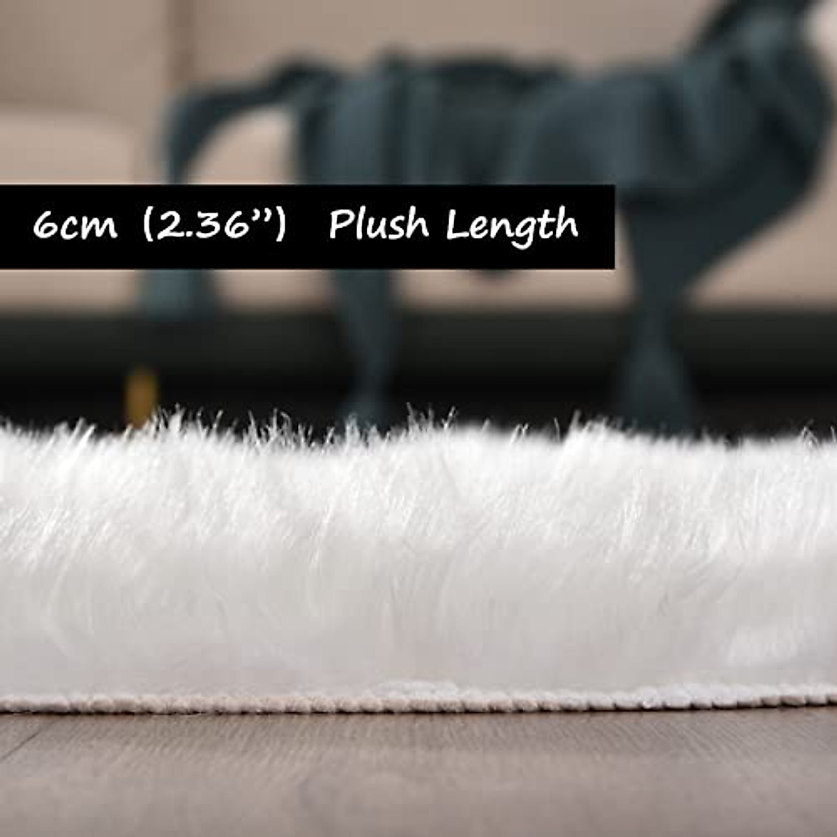 Goolela Faux Fur Rug Throw Rugs Small White Rug 2x3 Sheep Skin Rug Fluffy Washable Rug for Bedroom Dorm Bedside Rug Luxury Room Decor, Rectangle