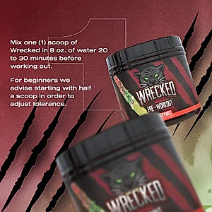 Huge Supplements Wrecked Pre-Workout Powder, 30G+ Ingredients Per Serving to Boost Energy, Pumps, and Focus with L-Citrulline, Beta-Alanine, Hydromax, L-Tyrosine, and No Useless Fillers (40 Servings)