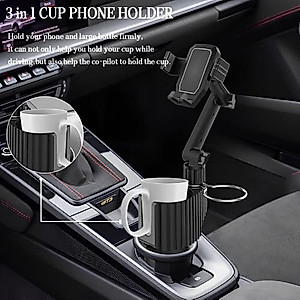 WUITIN Car Cup Holder Phone Mount,Universal Auto Cell Phone Stand with Drink Expand Cup Holder,360° Rotation Compatible with All Mobile Phones and All Car