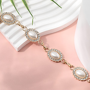 WELROG Metal Waist Chain Belt for Women - Pearls Gold Silver Chain Belts for Dresses Jeans