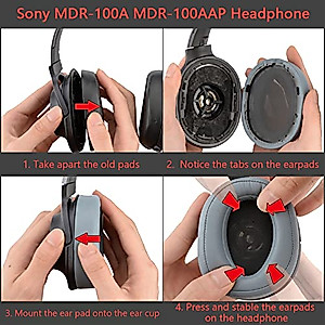 Geekria QuickFit Replacement Ear Pads for Sony MDR-100A MDR-100AAP MDR-H600A Headphones Ear Cushions, Headset Earpads, Ear Cups Cover Repair Parts (Blue Moon)