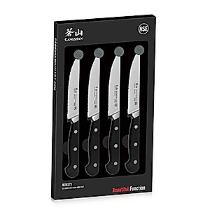 Cangshan V2 Series 1020373 German Steel Forged 4-Piece Steak Knife Set, 5-Inch Blade