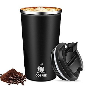 17oz Insulated Travel Coffee Mug with Flip Lid – Leakproof Stainless Steel Insulated Coffee Tumblers, Portable Thermos Cup for Hot & Cold Drinks, Perfect for Camping & On-the-Go