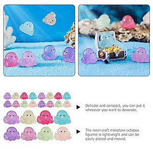 Yardwe 24Pcs Shine lace Decorate Luminous Toy Accessories Statue Movable Household House Baby Ornaments Ocean Luminous Octopus Statue Animal Mini Planter Model Resin Octopus