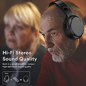ROSIDA Wireless Headphones for TV, Over-Ear Bluetooth 5.0 TV Headset for Seniors, 196ft Wireless Range Support Optical,AUX, RCA and USB Output,High Volume, Hi-Fi Audio&No Delay,Up to 40 Hours Playtime