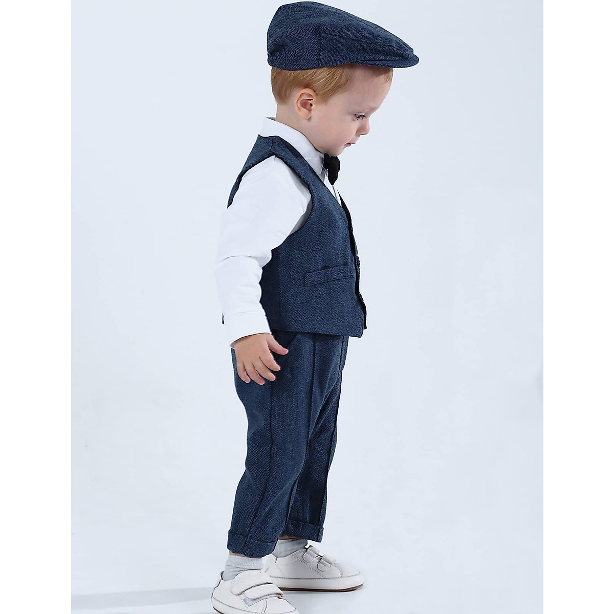 A&J DESIGN Baby Boys Suits Infant Gentleman Wedding Outfit Formal Romper Navy Blue 9-12 Months
