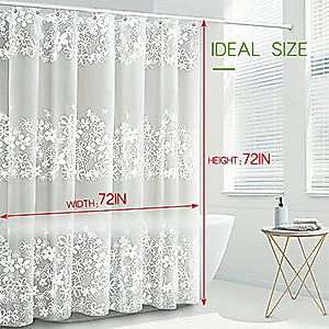 FYY Shower Curtain Liner, 72 Inch Waterproof PEVA Shower Curtain Liners with Metal Grommets and 12 Plastic Hooks Thick Bathroom Plastic Shower Curtain Liner-Flower