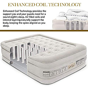 King Koil Luxury Queen Size Air Mattress with Built-in Pump, Plush Top, Home Camping Guests Inflatable Airbed, Double High Blow Up Mattress, 1-Year Manufacturer Direct Warranty