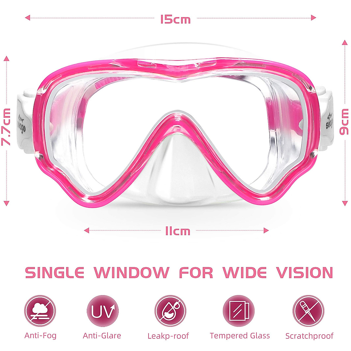 Kids Snorkel Mask Swim Diving Scuba Mask Snorkel Gear for Kids Boys Girls Youth, Anti-Fog 180° Panoramic View Soft Silicone Skirt Kids Pool Underwater Swim Goggles with Nose Cover, Snorkel Equipment