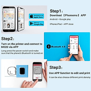 PokeLabel Portable Mini Sticker Printer, M02D Portable Wireless Printer with 1 Roll Paper, Compatible with iOS Android, Pocket Printer for Small Business, Bullet Journal, Work Plans, Memos