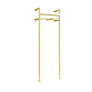 FURVOKIA Creative Wall Mounted 1 Tier Clothes Display Rack,Clothing Retail Store Floor-Standing Garment Rack,Organization Clothing Metal Hanging Rod,Storage Shoes Bags Shelf (24" L, Gold B)