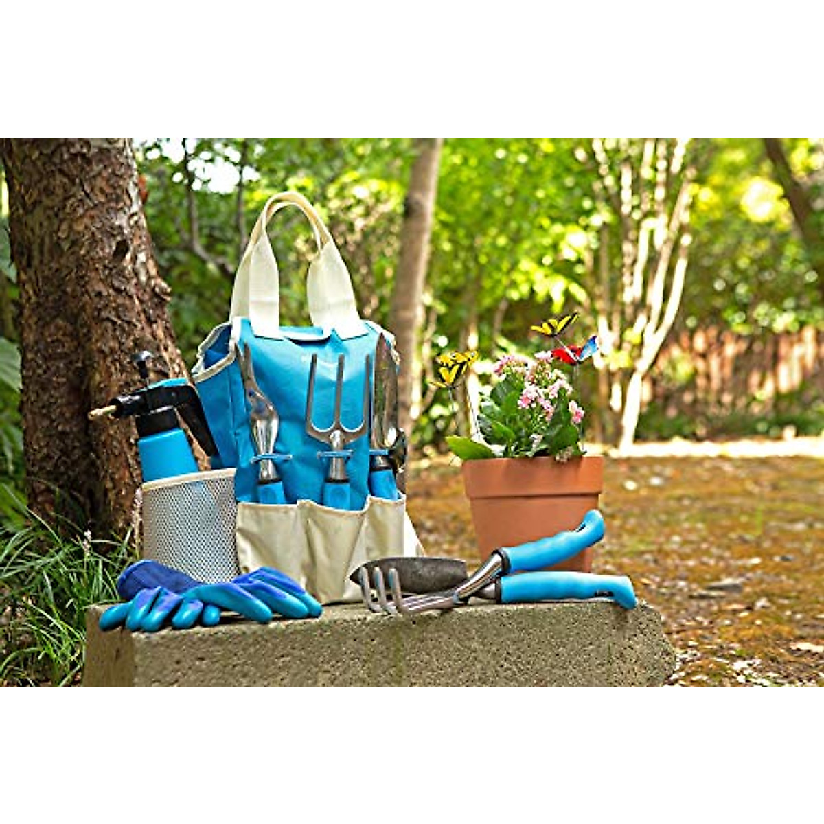 Kit4Pros Garden Tool Set Gardening Gifts for Women & Men & Birthday | Heavy Duty Tools Kit | Pruning Shears | Gardener Gloves| Sprayer| Weeder| Trowel| Storage Tote Bag Organizer